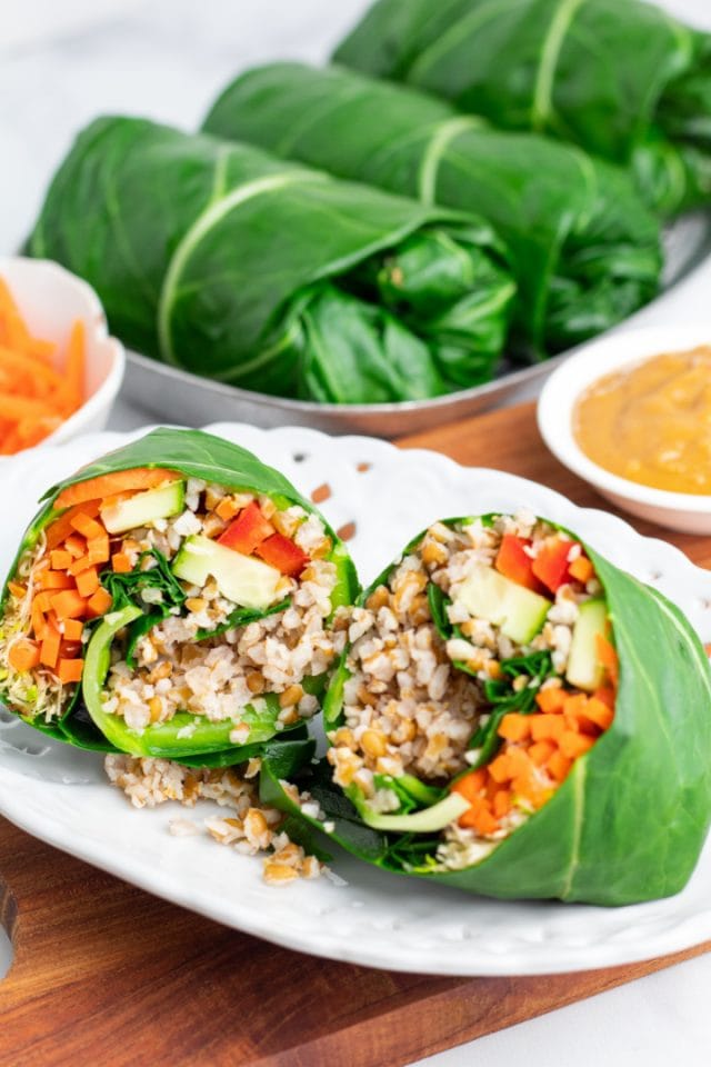 Collard Green Vegan Wraps with Peanut Sauce - EatPlant-Based